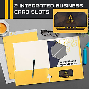 Two Pocket Portfolio Folders, 50-Pack, Yellow, Letter Size Paper Folders, by Better Office Products, 50 Pieces, Yellow