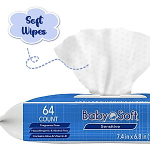 Baby Wipes, Baby Soft Sensitive 8 Flip top packs (512 Wipes Total).
