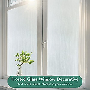 Coavas Window Privacy Film Static Cling, Non-Adhesive Removable Privacy Window Film, Frosted Glass UV Blocking Window Tint for Home, Office, Bathroom (Silver 17.5 x 78.7 in)
