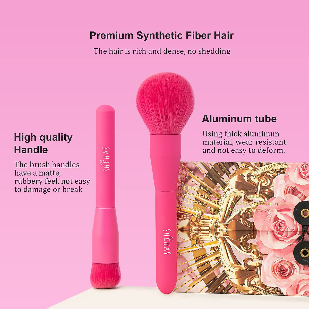 Makeup Brush Set, 15 Piece Quality Makeup Brushes, Premium Synthetic Make Up Brushes for Foundation Powder Blush Highlighter Concealer Makeup Brush Kit for Travel, Hot Pink