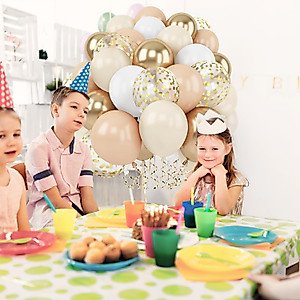 White Gold Beige Confetti Balloons, 50Pcs 12 Inch Sand White Gold Metallic Nude Cream Neutral Boho Balloons for Bridal Shower Baby Shower Birthday Wedding Party Decoration