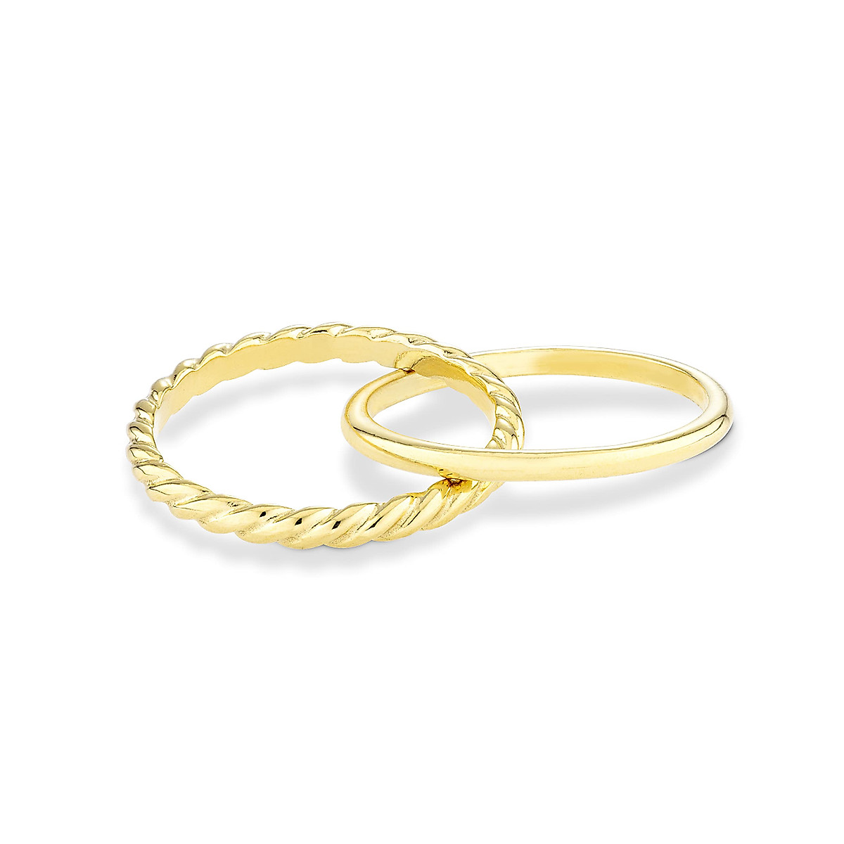 Miabella 925 Sterling Silver or 18Kt Yellow Gold Over Silver Rope and High Polished Band Interlocked Rolling Ring for Women Made in Italy (yellow-gold-plated-silver, 9)