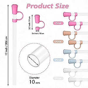 [12 Pack] Straw Cover Cap 10MM for Stanley Cup Adventure Quencher 40oz, Reusable Silicone Stopper tips for Stanley Tumbler 30oz, 20oz,12oz Accessories, Fits 10mm/0.4 inch Drinking Straws (Tumbler)