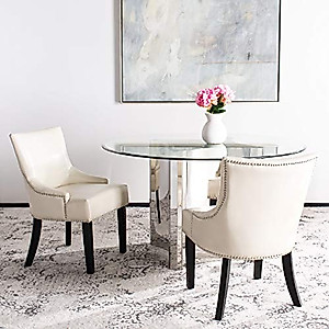 Safavieh Mercer Collection Christine Cream Leather Nailhead Dining Chair, Set of 2