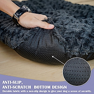DOGKE Extra Large Washable Dog Bed Deluxe Fluffy Plush Dog Crate Pad，Dog Beds Made for Large, Medium, Small Dogs and Cats, Anti-Slip Dog Crate Bed for Sleeping and Anti Anxiety, 38"x25",Dark Grey