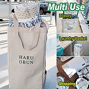 haruobun Slim Storage Rolling Bag, Compact Cooler, Insulated Collapsible Beach Summer, Fashion Rolling Shopper for Office Bathroom Kitchen Camping Mart Library Laundry Room Narrow Places, White