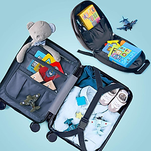 iPlay, iLearn Dinosaur Kids Luggage, Boys Carry on Suitcase, Hard Shell Travel Luggage Set W/Backpack, Trolley Luggage W/ 4 Spinner Wheel for Children Toddlers