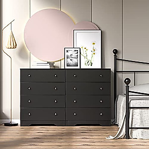 SunsGrove Dresser for Bedroom with 4 Drawers Modern Wooden Dresser for Clothes Organizer Tall Storage Chest of Drawer for Living Room, Children Room, Entryway, Black