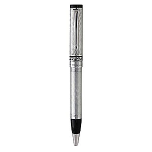 Xezo Tribune Solid 925 Sterling Silver Diamond-Cut Serialized Ballpoint Pen. Only 300 Pieces Made (Tribune 925 SS BP)