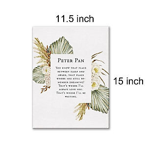 LEXSIVO Peter Pan Quote Flowers Print Canvas Wall Art Home Decor You Know That Place Between Sleep and Awake Painting 12x15 Canvas Poster Framed Ready to Hang