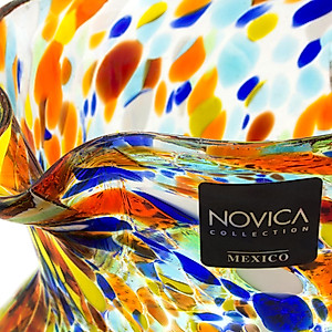 NOVICA Artisan Crafted Multicolor Hand Blown Recycled Glass Pitcher From Mexico 'Confetti' (71 Oz)