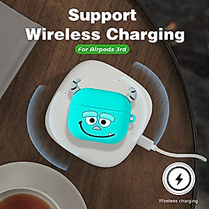 Mulafnxal for Airpods 3 3rd Generation Case Cute 3D Lovely Unique Cartoon for Airpod 3 Silicone Cover Fun Funny Cool Design Cases for Boys Girls Kids Teen for Air pods 3 (2021) (Blue Monster)