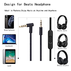 Mixr 2.0 3.5mm Male to 3.5mm Male Audio Cable Cord line with Upgraded Microphone Compatible with Beats by Dre Headphone Solo/Studio/Pro/Detox/Wireless/Mixr/Executive/Pill HD Sound Quality (Black)