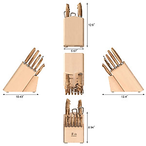 Cangshan OLIV Series 15-Piece Knife Block Set, Forged Swedish 14C28N Steel, Maple Block, 501691