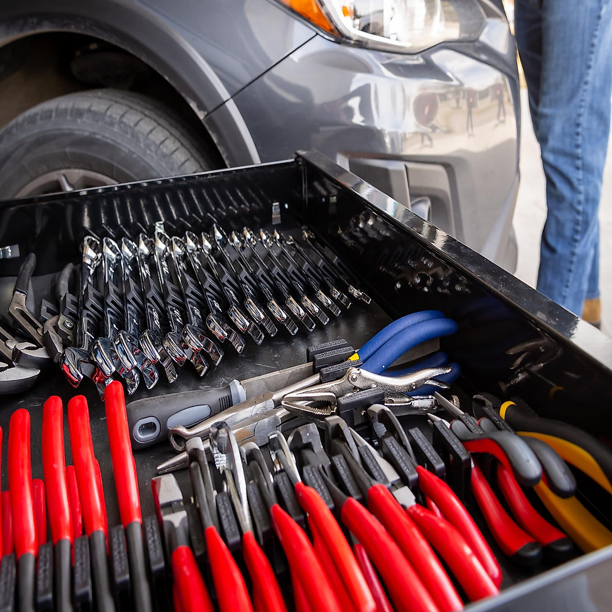 ToolBox Widget - Large Plier Organizer Rack for Tool Box Drawer,DIY Series, NON-MAGNETIC, Expandable and Modular, Holds 12 Large Pliers, Connects to Other DIY Tool Organizers - 2 pack