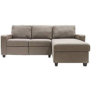 Serta Palisades Reclining Sectional Sofa with Right Chaise, Small Couch with Built-In Storage, Low-Maintenance & Family-Friendly Fabric, Oatmeal