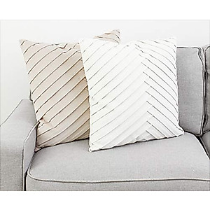 Thro by Marlo Lorenz Velvet Pillow, 1 Count (Pack of 1), Soft White