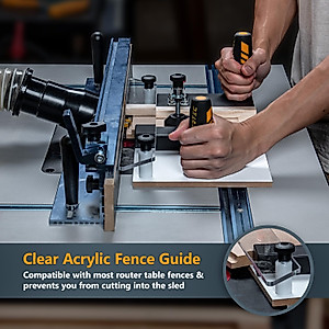 POWERTEC Rail Coping Sled for Router Tables, Professional Precise Cutting Rail for Cabinet Door Joints, Drawer Fronts and Woodworking Tools and Jigs (71765), Pack of 1