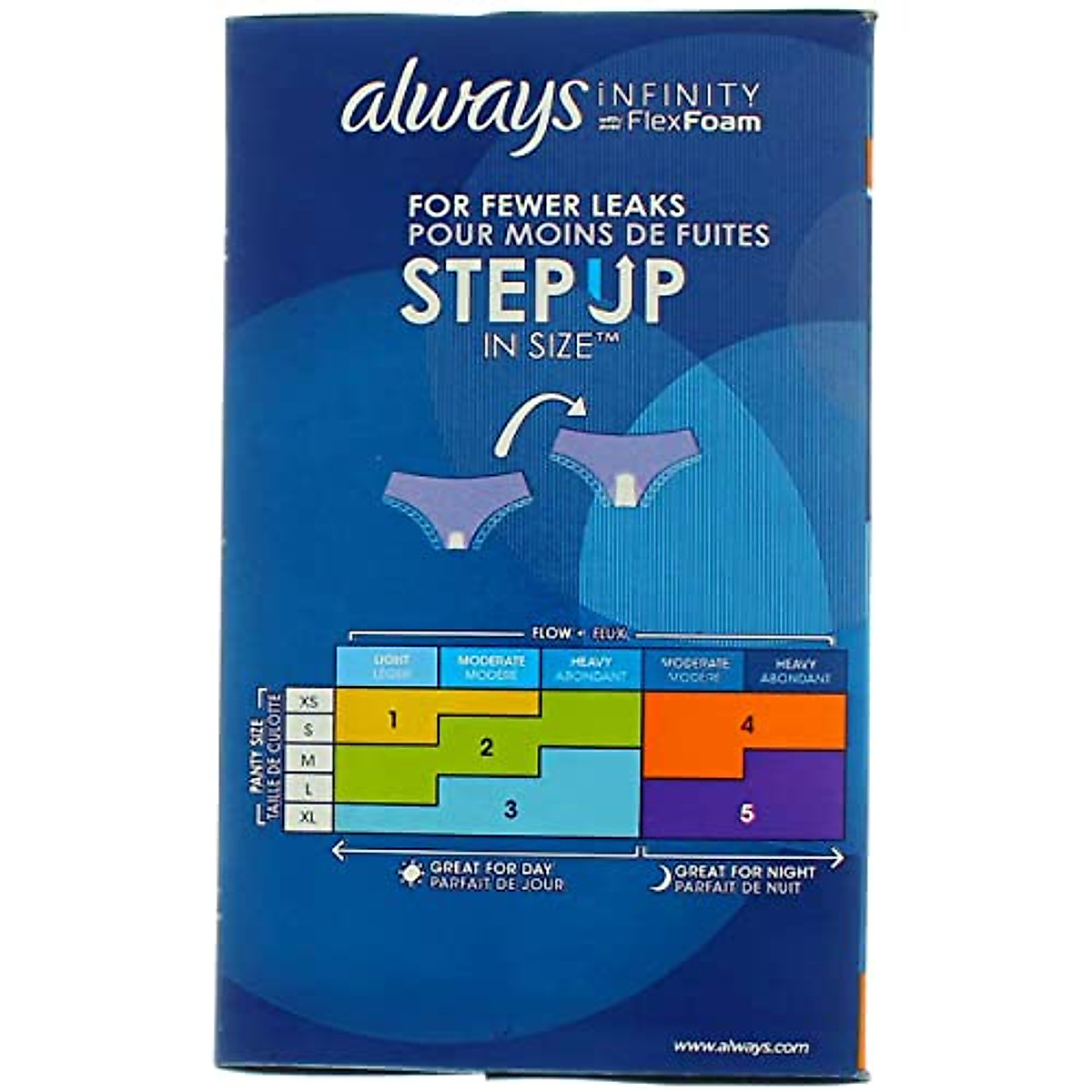 Always Infinity FlexFoam Pads for Women, Size 4, Overnight Absorbency, Unscented, 26 Count