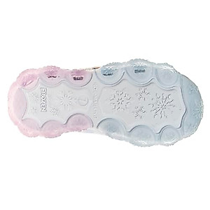 Disney Frozen LED Light up Shoes for Girls - Princess Anna and Elsa Lightweight Breathable Tennis Running Sneakers - Blue/Silver (Size 9 Toddler)