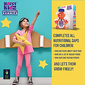 Organic Touch British Life Sciences Happi Kidz Multivitamin Gummies for Kids (60 Gummy Bears) with Vitamins and Minerals for Growth and Immunity, Orange & Strawberry Flavour