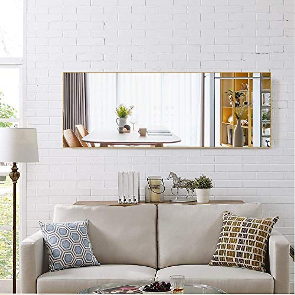 KIAYACI Wall Mirror Full Length Full Body Mirror Bedroom Dressing Mirror Standing Hanging or Leaning Against Wall Aluminum Alloy Frame(Gold, 43" x 16")