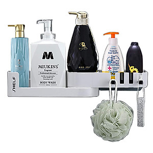 Corner Shower Caddy, YANHU Suction Cup NO-Drilling Removable Shower Shelf Adhesive Caddy Organizer Wall Mounted Organizer Basket Waterproof & Oilproof Shower Corner Rack for Bathroom & Kitchen - White