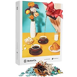Better Co. Java Jive Puzzle, Coffee and Tea Themed Jigsaw Tiles for Arts and Craft, Recreation Toy for Kids and Adults, Home Room Office Decor, Assorted Gradient Colors - 1000 Pieces Box Set