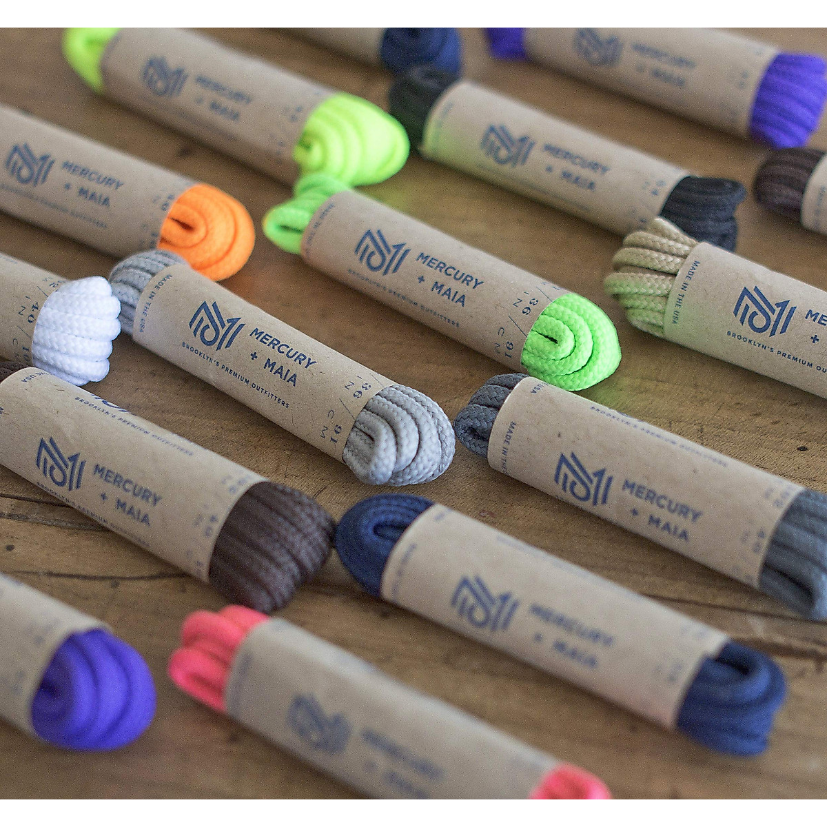 Mercury + Maia Round Shoe Laces for Sneakers - Boot Laces - Ultraboost Shoelaces - USA Made Shoe Strings (2 Pair) (Tan, 72 inches)