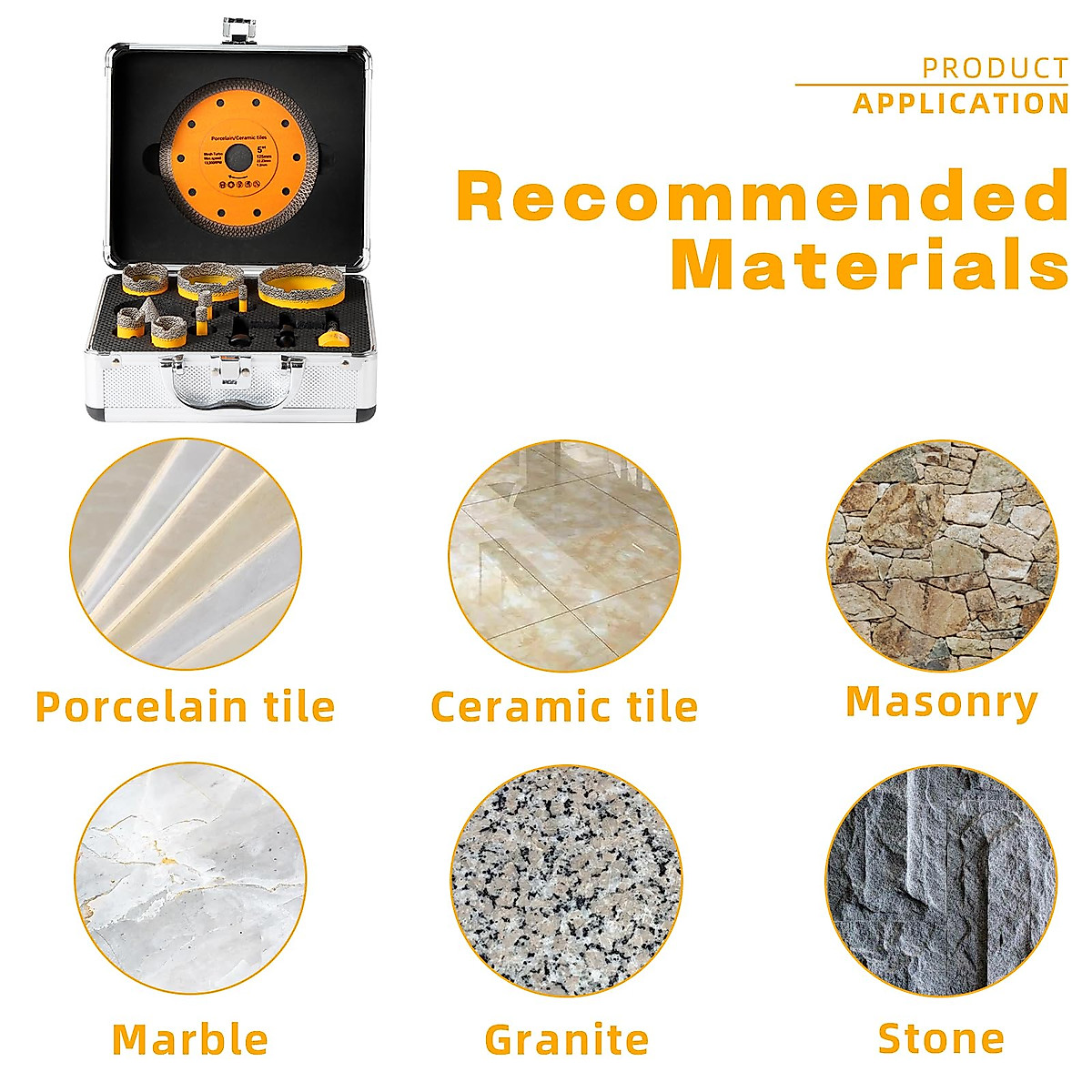 HASFER 13Pcs Diamond Core Drill Bits Set,Vacuum Brazed Hole Saw Kit 5/8"-11 Thread for Marble Ceramic Porcelain Tile Tools Kit