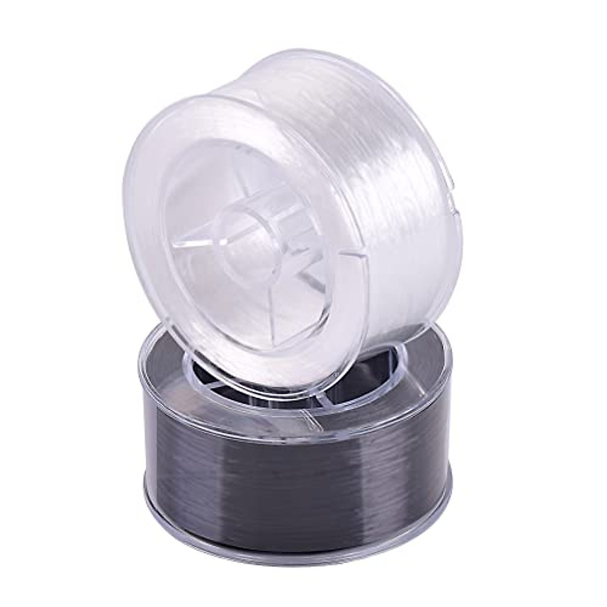 KONMAY 2 Rolls 0.8mm Flat Stretchy Bracelet Strings with Organizing Case, 180 Yards Black and White Crystal Elastic Thread Cord for Jewelry Bracelets Making and Beading