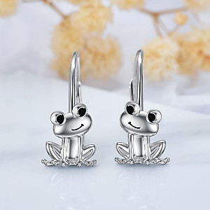 MEIDERBO Frog Earrings S925 Sterling Silver Hypoallergenic Frog Hoop Earrings Women Frog Jewelry Gifts for Daughter