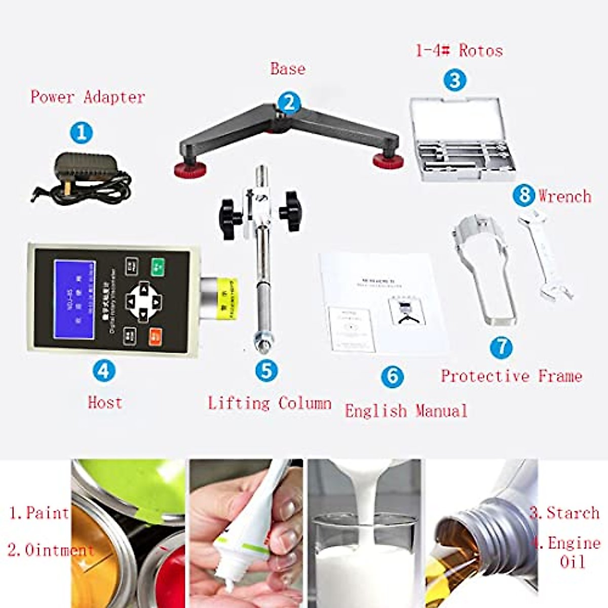 DEJUN NDJ-8S Lab Rotary Viscometer 1~2000000mPa.s Viscosity Fluidimeter Tester 110-240V Lab Digital Viscosity Meter