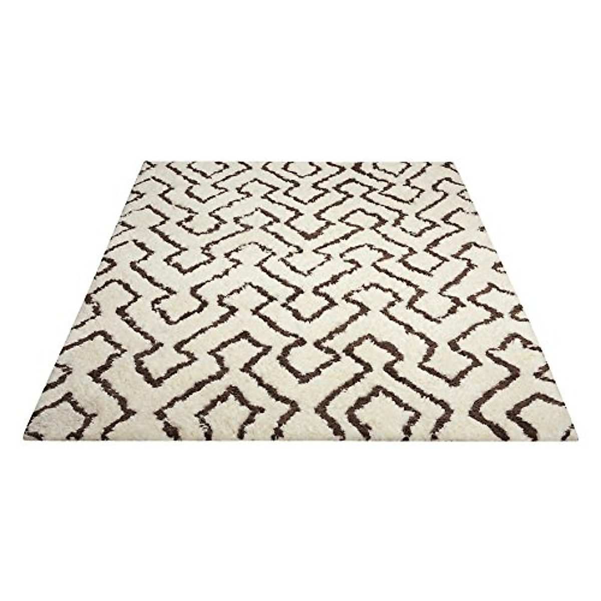 Nourison Galway Shag Ivory/Chocolate 5' x 7' Area-Rug, Easy-Cleaning, Non Shedding, Bed Room, Living Room, Dining Room, Kitchen (5x7)