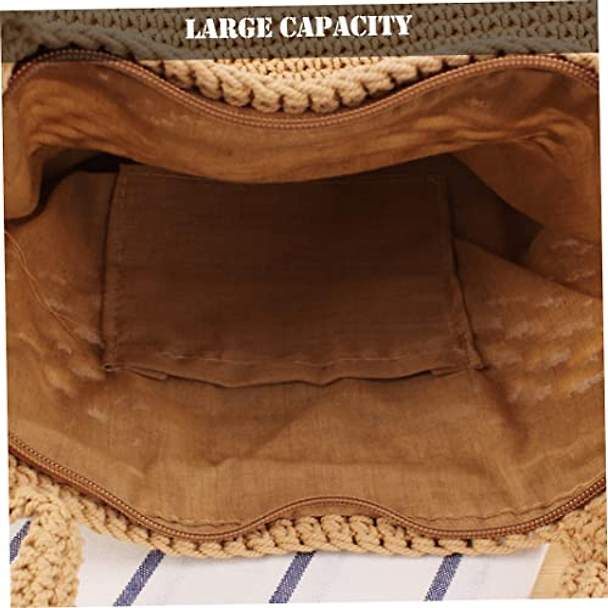 Eaarliyam Cotton Woven Beach Bag Crochet Travel Tote Handbag Casual Summer Shoulder Bag for Women Beige Tote-Handbags