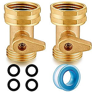 YELUN Garden hose shut off Valve- 3/4”Heavy Duty Brass Shut Off Valve Hose ball Valve Garden Hose Connector 2 Set