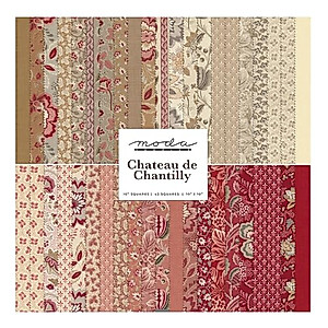 Moda, Jelly Roll, Chateau De Chantilly, Forty 2.5 inch Strips of Fabric