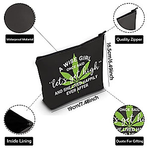 ZJXHPO Funny Marijuana Weed Leaf Makeup Cosmetic Bag Let's Get High Makeup Bag Weed Gift 420 Gift (BL Let's get high)