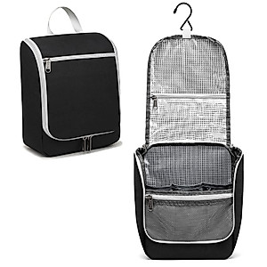 Della Gao Black Water Repellent Polyester Hanging Toiletry Bag for Travel