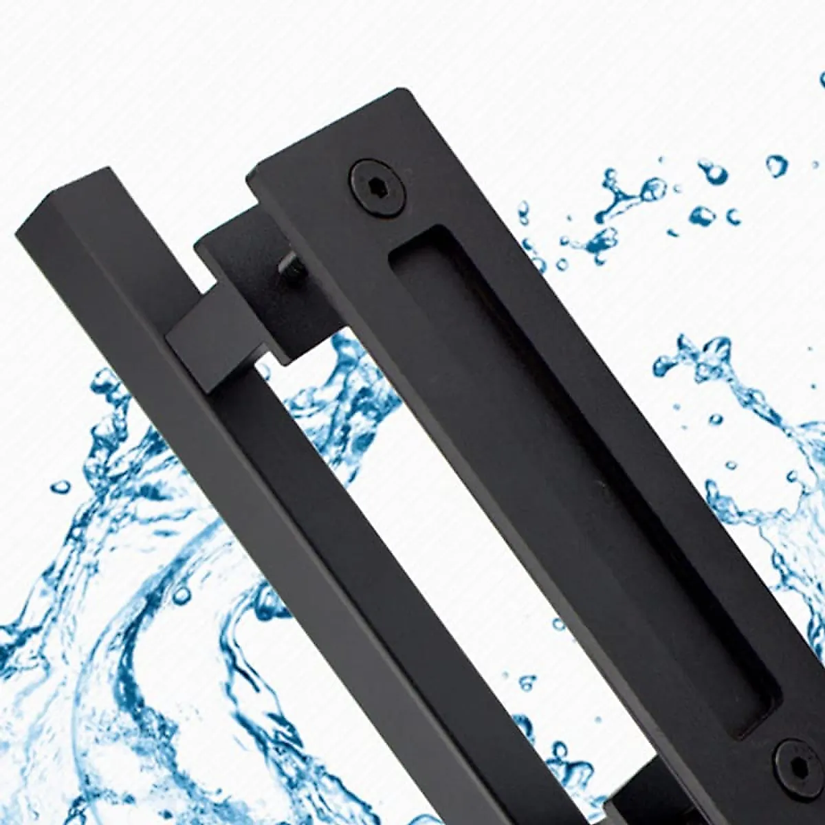 Sliding Barn Door Handle, Double Sided Rectangular Black Door Pull Handle, Door Handle Replacement, Both Interior and Exterior Doors