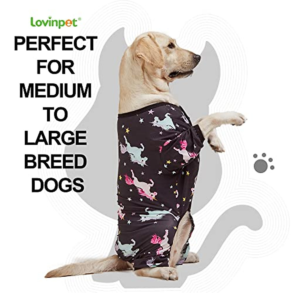 LovinPet Pet Pajamas for Dogs Large - Post-Surgical Recovery Pajamas for Big Dogs, Lightweight Pullover Dog Pajamas, Full Coverage Dog pjs, Wild Horses Galloping Print /2XL