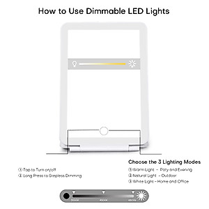 Tkaufen Travel Size Magnifying Lighting Mirror, 21Hours Battery Life, 5X/3X/1X Compact Hand Held Portable Foldable Makeup Cosmetic Mirror, Valentine's Day (White, 2 Fold)