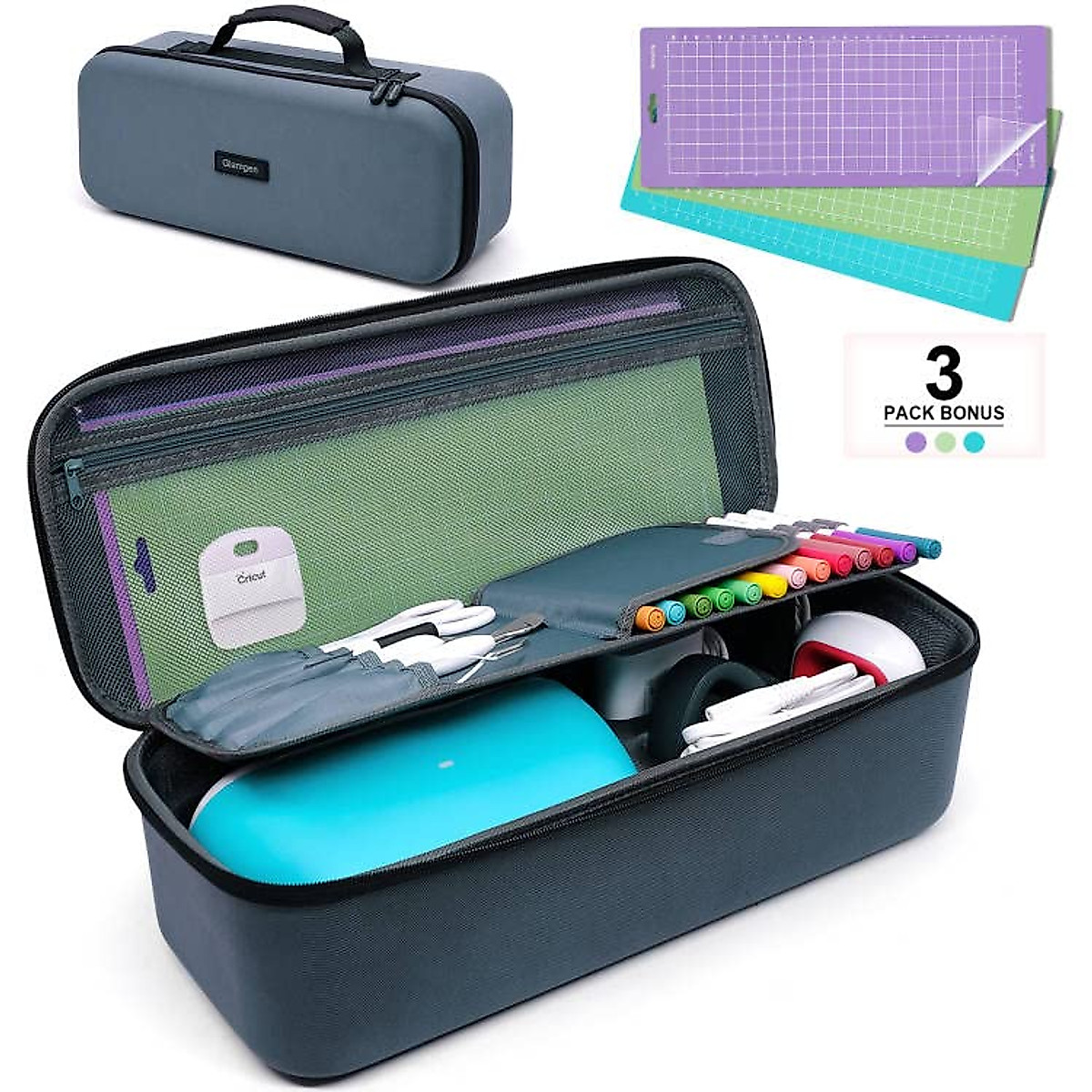 Hard Travel Case for Cricut Joy,Carrying Cases for Cricut Easy Press Mini with 3 Cutting Mats,Waterproof Durable Portable Storage Bag for Craft Pen Set, Cutting Mats and Cricut Joy Accessories