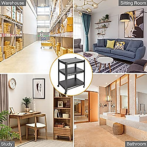 ALAPUR Adjustable Garage Shelving Heavy Duty with Wheels,3 Tier Metal Garage Storage Shelves Units for Basement Utility Shed Workshop, L23.6''xW15.7''xH33.5'',Black