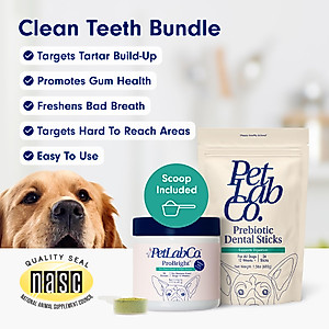 PetLab Co. - Clean Teeth Bundle: Dental Powder for an Effortless Deep Clean in 1 Scoop for Large Dogs & Dental Chew for Delicious Dog Dental Care - Easy to Use - Innovative Formulas