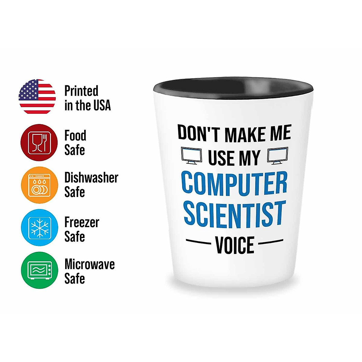 Bubble Hugs Scientist Shot Glass 1.5oz - Computer Voice - Science Lover Technician Engineer Science Data Analyst Chemistry Scientist Laboratory Partner Software