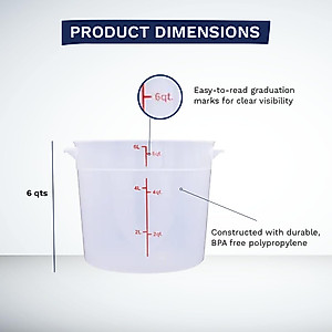 CenPro 29A-047 Round Food Storage Container - 6 Qt. Capacity - Translucent - NSF (Lid Sold Separately)