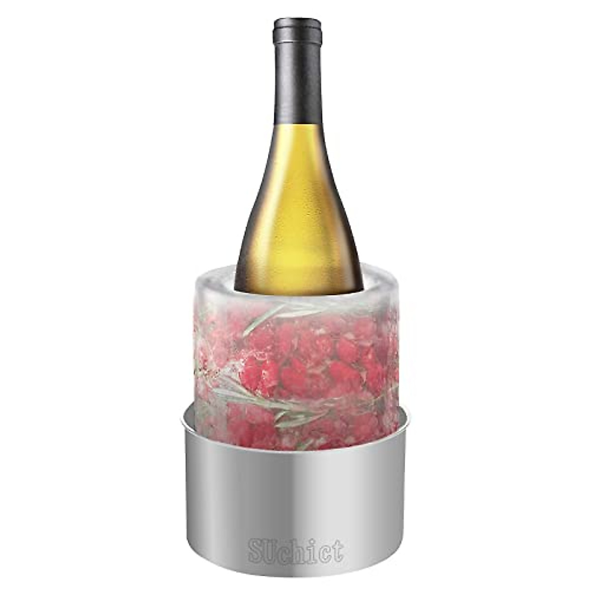 Ice Mold, Wine Chiller, Champagne Bucket Ice Mold, Customized Ice Bucket for Your Champagne, and Various Liquor, Can Be Made in Any Flower Food Coloring and Fruits. Beautiful Chilled Champagne.