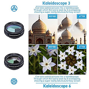 Apexel 10 in 1 Phone Camera Lens Kit Wide Angle/Macro/Fisheye/Telephoto/CPL/Flow/Radial/Star Filter/Kaleidoscope Lens for iPhone and Most Phone