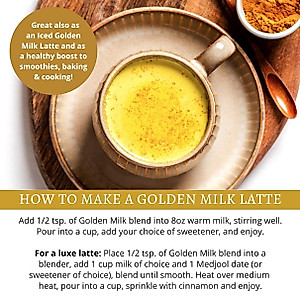 DelighTeas Organic Golden Milk Powder with Turmeric, Ginger, Ceylon Cinnamon | Ayurvedic Spices for Golden Turmeric Latte | Unsweetened, Vegan, Non-GMO, Keto | 120 Servings, 5 oz.